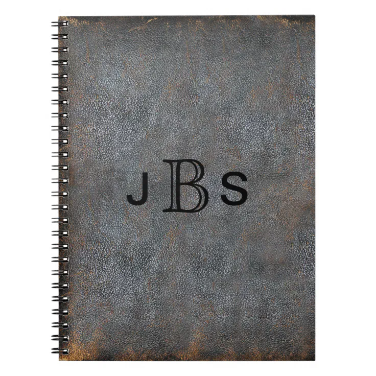 Personalized Rustic Leather | Monogrammed Initials Notebook | Zazzle
