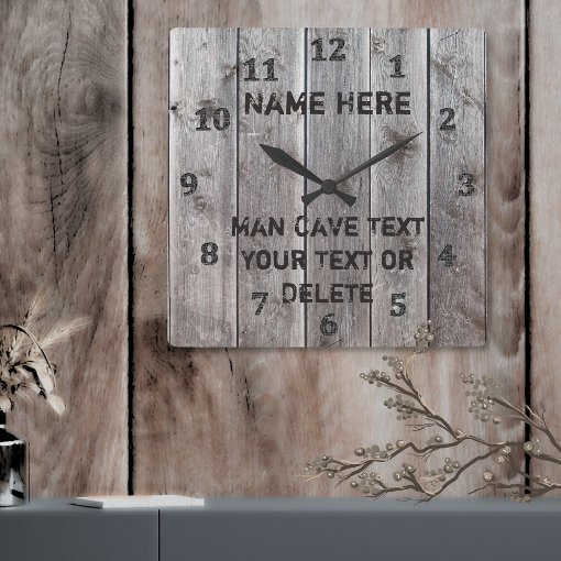 Personalized Rustic Man Cave Clocks for Him | Zazzle