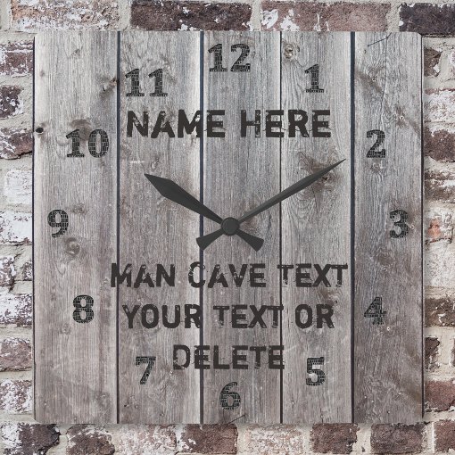 Personalized Rustic Man Cave Clocks for Him | Zazzle