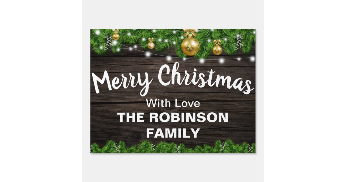 Personalized Rustic Merry Christmas Greeting Sign | Zazzle