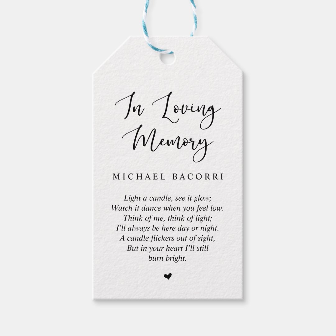 Personalized Rustic Modern Black Font, Funeral Tag | Zazzle