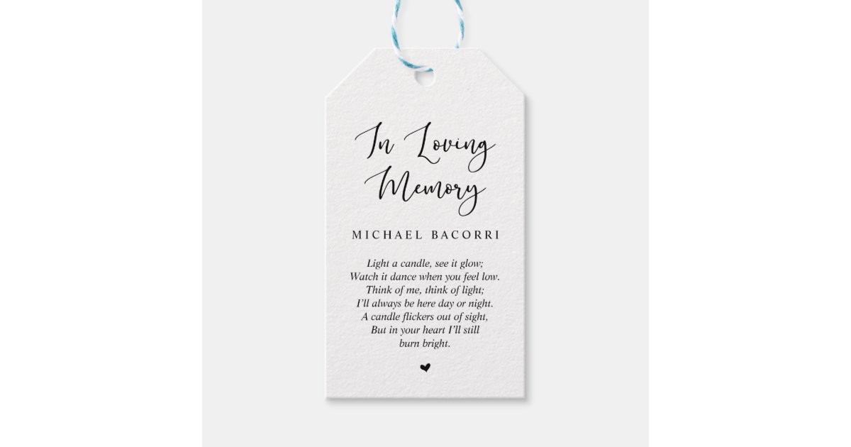 Personalized Rustic Modern Black Font, Funeral Tag | Zazzle