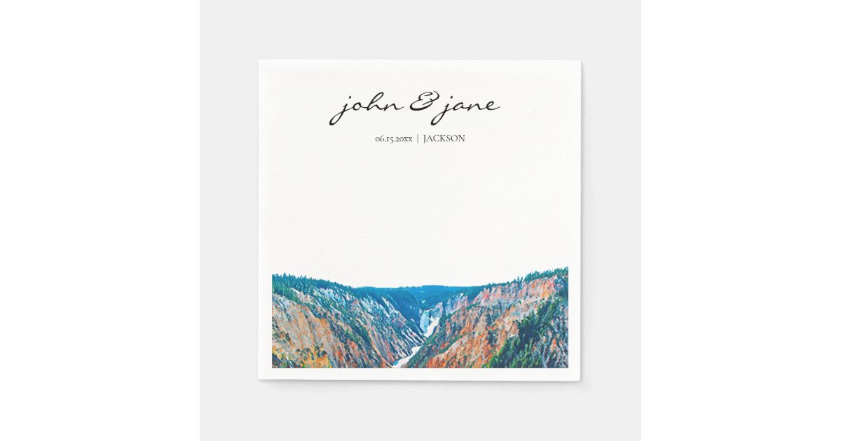 Personalized Rustic Mountain Waterfall Napkins | Zazzle