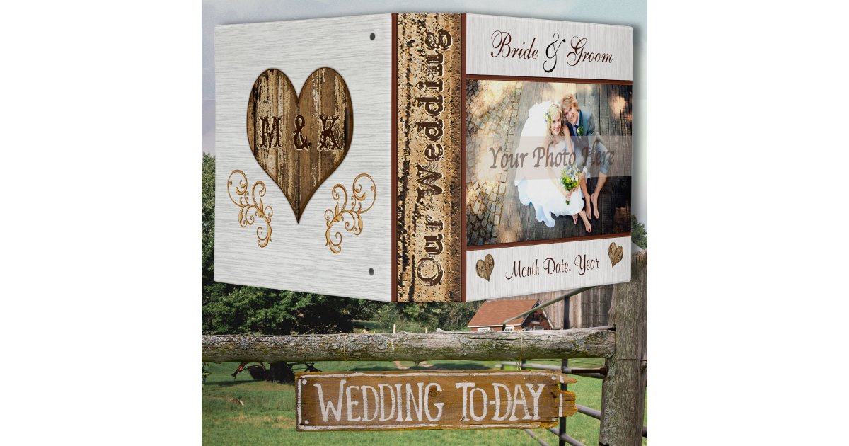 Personalized Rustic Photo Wedding Album Binder | Zazzle