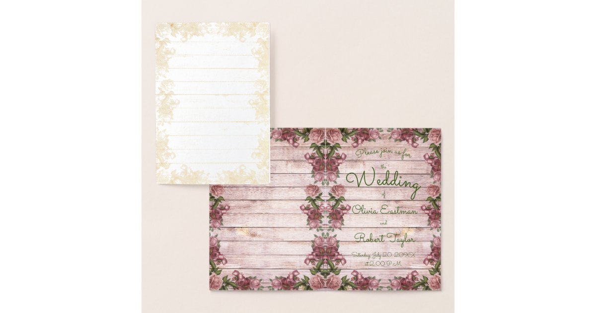 Personalized rustic purple roses foil card | Zazzle