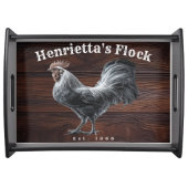 Personalized Rustic Rooster Farmhouse Style Serving Tray | Zazzle