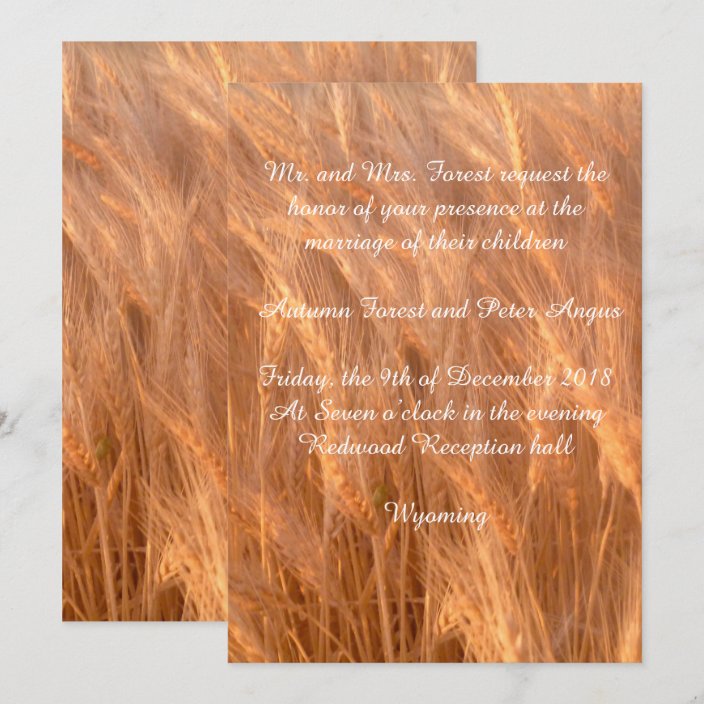 Personalized rustic, wheat, wedding invitation | Zazzle.com