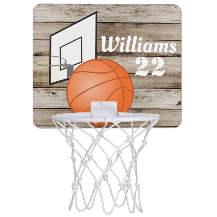 Personalized Rustic Wood Mini Basketball Hoop | Zazzle.com