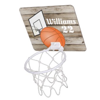 Personalized Rustic Wood Mini Basketball Hoop | Zazzle