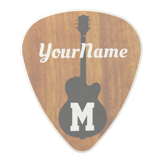 Personalized Rustic Wood Monogram Polycarbonate Guitar Pick | Zazzle