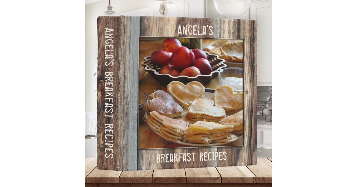 Personalized Rustic Wood Style Recipe Binder | Zazzle