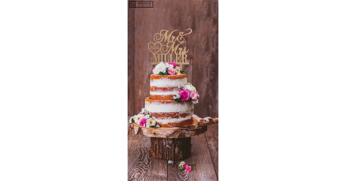 Personalized Rustic Wooden Wedding Cake Topper | Zazzle