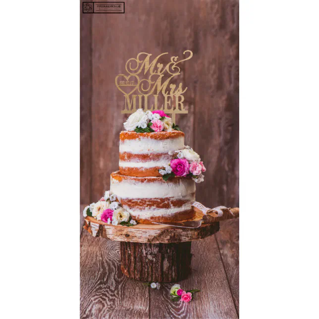 Personalized Rustic Wooden Wedding Cake Topper | Zazzle