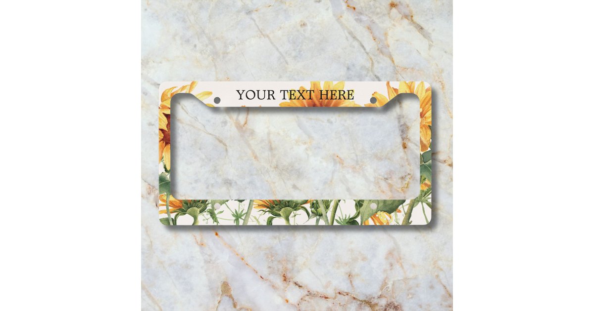 Personalized Rustic Yellow Sunflower Garden License Plate Frame | Zazzle