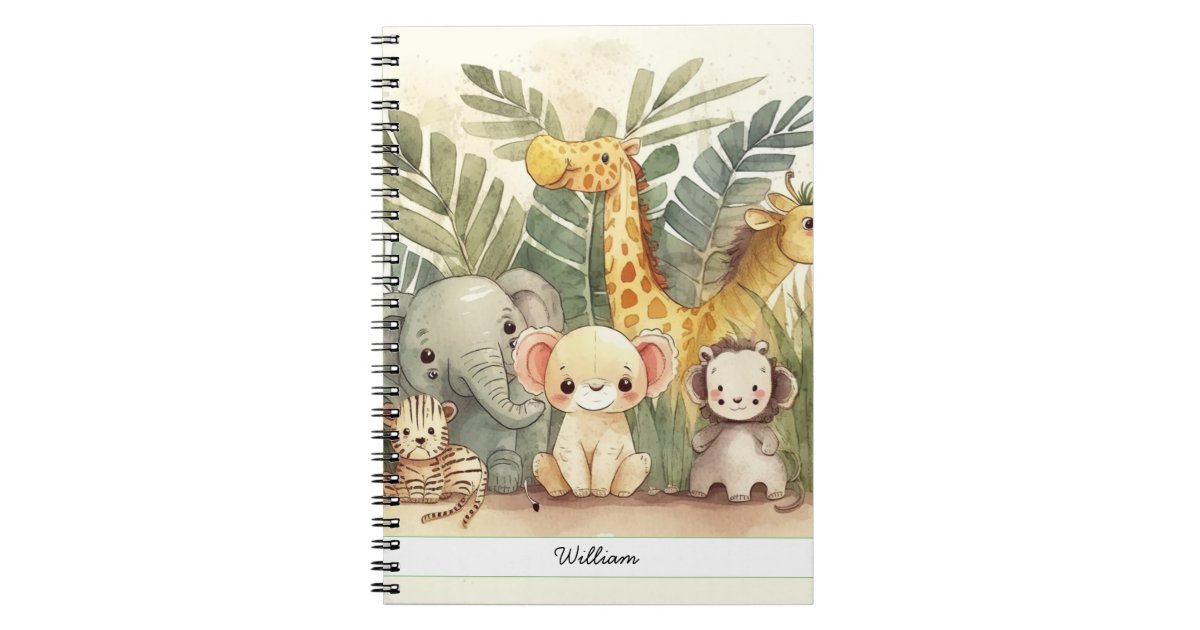 Personalized Safari Jungle Animals Notebook | Zazzle