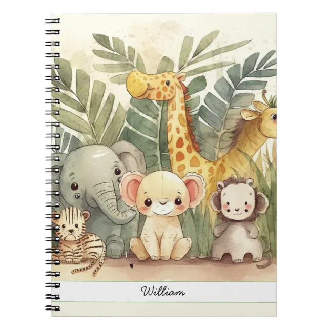 Personalized Safari Jungle Animals Notebook | Zazzle