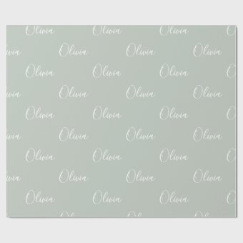 Personalized Sage Green Elegant Name Wrapping Paper | Zazzle