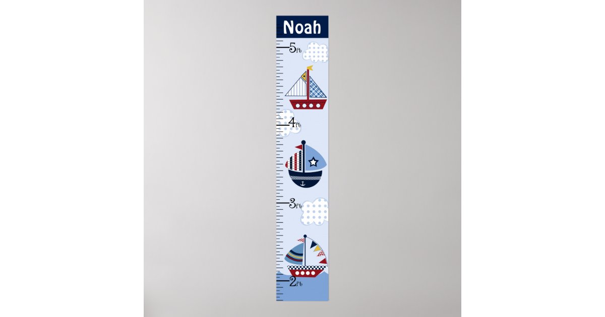 Personalized Sail Boat/Nautical/Boats Growth Chart | Zazzle