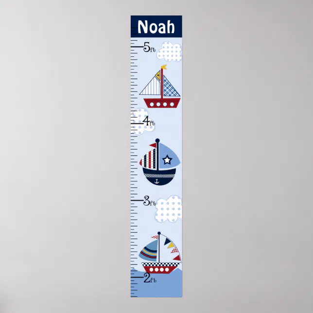 Personalized Sail Boat/Nautical/Boats Growth Chart | Zazzle