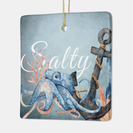 Personalized Salty Octopus, Anchor Beach Christmas Ceramic Ornament ...