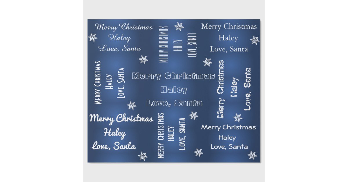 Personalized Santa Christmas Blue Wrapping Paper | Zazzle