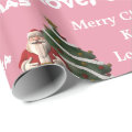Personalized Santa Christmas Pink Wrapping Paper | Zazzle
