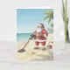Personalized Santa doing Metal Detecting on beach Holiday Card | Zazzle