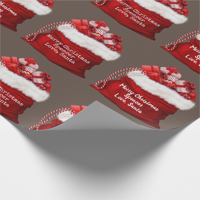 Personalized Santa Gift Bag Wrapping Paper | Zazzle