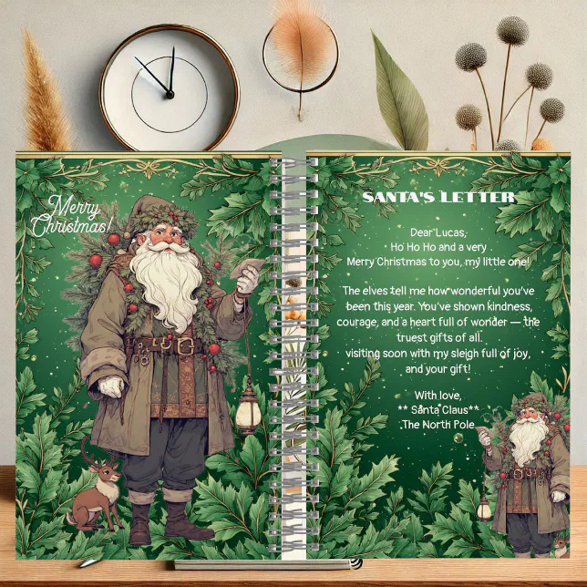Personalized Santa Letter North Pole Greenery Xmas Notebook | Zazzle