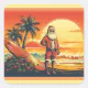 Personalized Santa Surfing Retro Beach Christmas Square Sticker | Zazzle