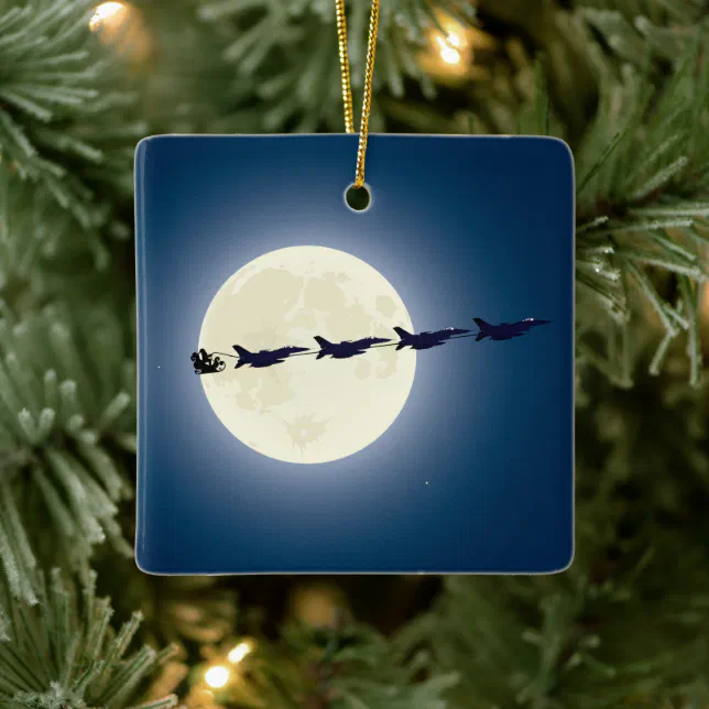 Personalized Santa w/ F-16 Jets Military Christmas Ceramic Ornament ...