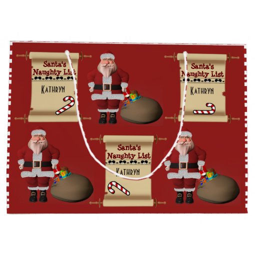 Personalized Santa's Naughty or Nice List Large Gift Bag | Zazzle