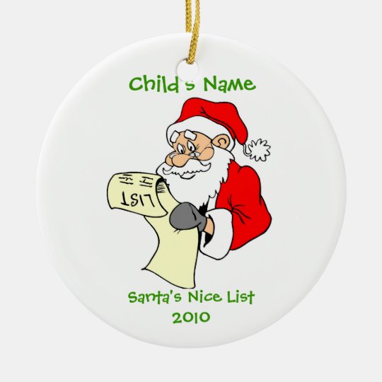 Personalized Santa's Nice List Tree Ornament | Zazzle.com