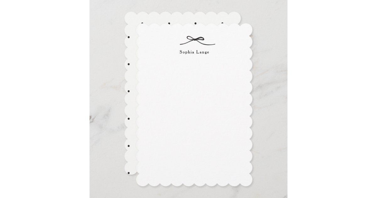 Personalized Scallop Edge Note Card with Bow | Zazzle