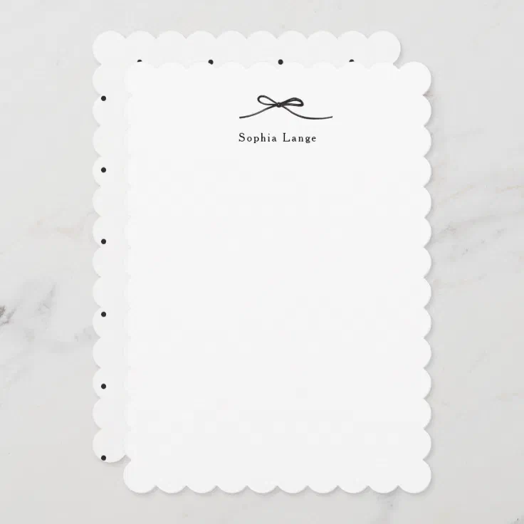 Personalized Scallop Edge Note Card with Bow | Zazzle