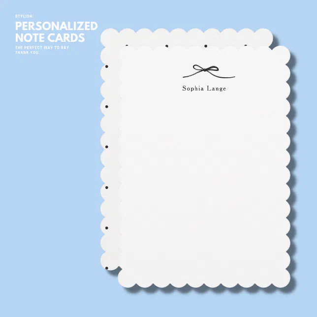 Personalized Scallop Edge Note Card with Bow | Zazzle