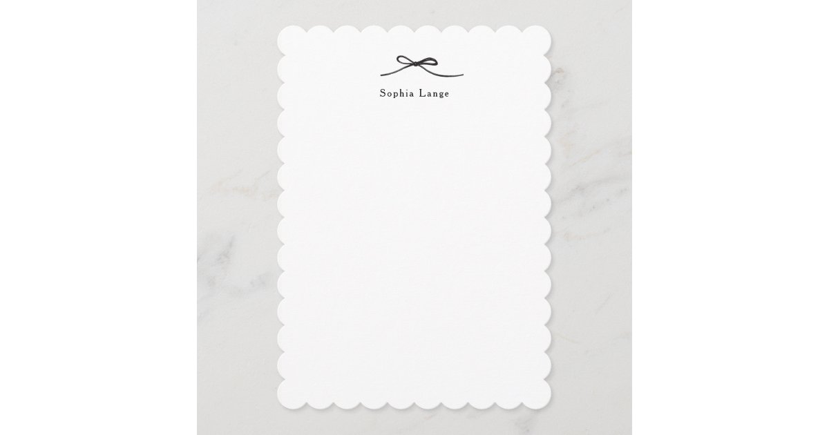 Personalized Scallop Edge Note Card with Bow | Zazzle.com