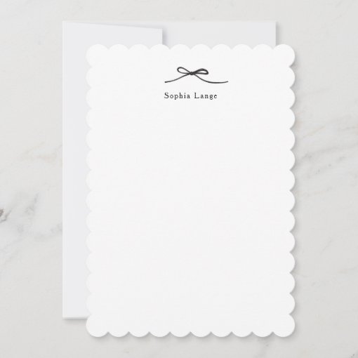Personalized Scallop Edge Note Card with Bow | Zazzle