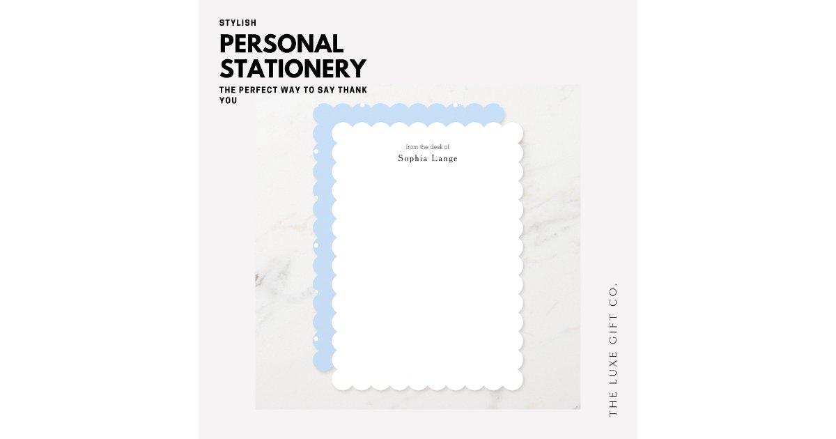 Personalized Scallop Edge Note Cards Polka Dots | Zazzle