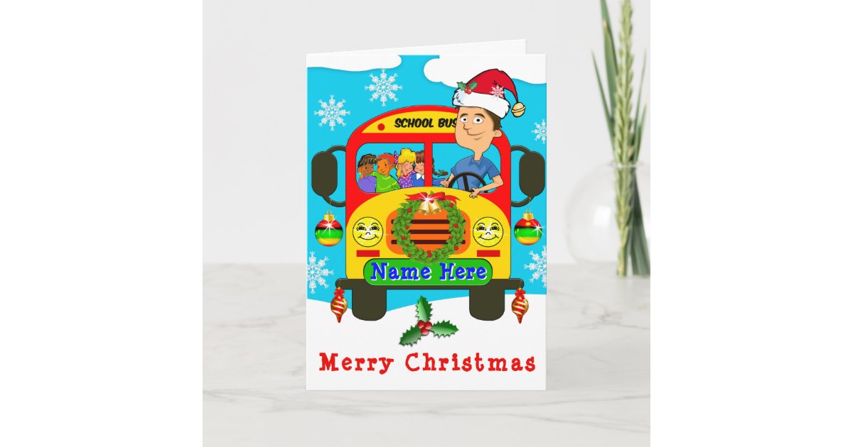 Personalized School Bus Driver Christmas Cards | Zazzle