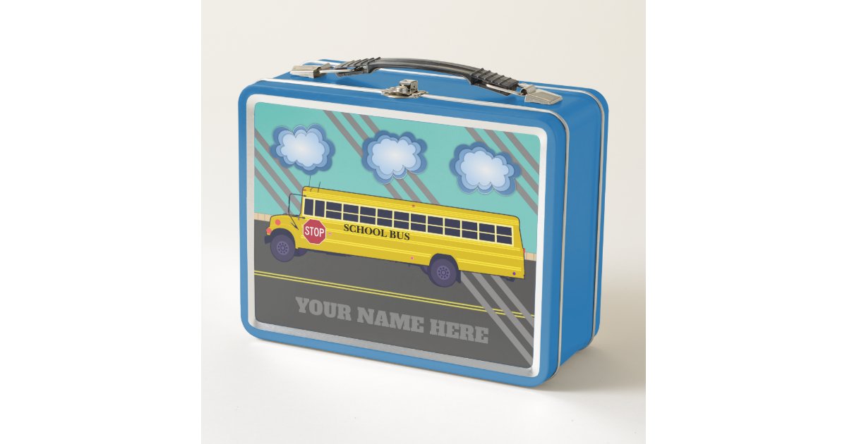 Personalized School Bus Metal Lunchbox | Zazzle