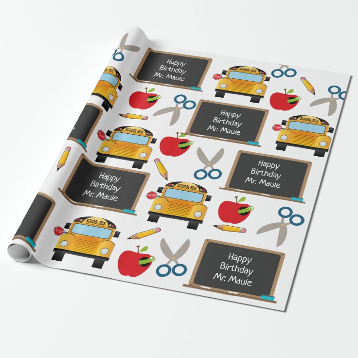 Personalized School Chalkboard Wrapping Paper | Zazzle