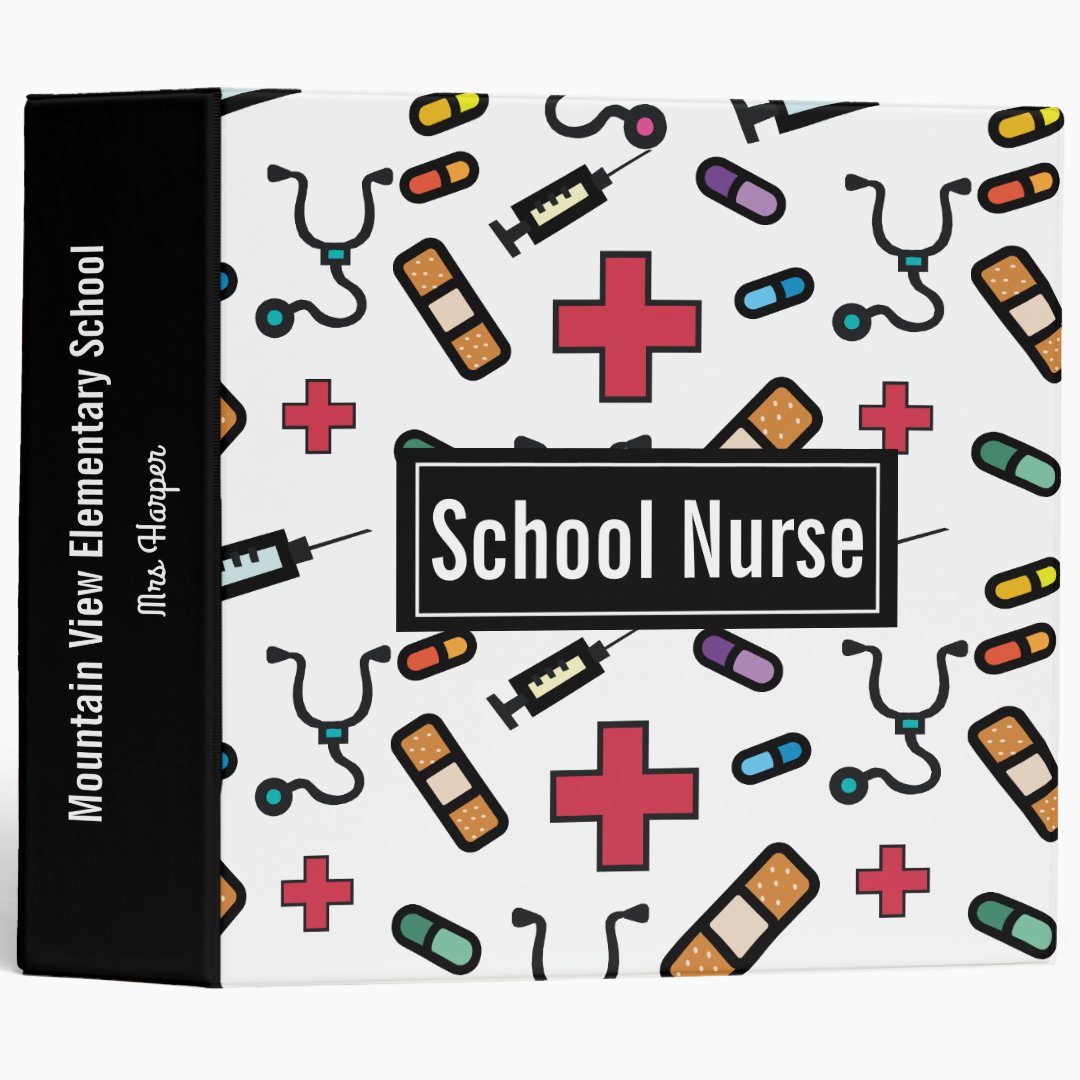 Personalized School Nurse Pretty Typography Notes 3 Ring Binder | Zazzle
