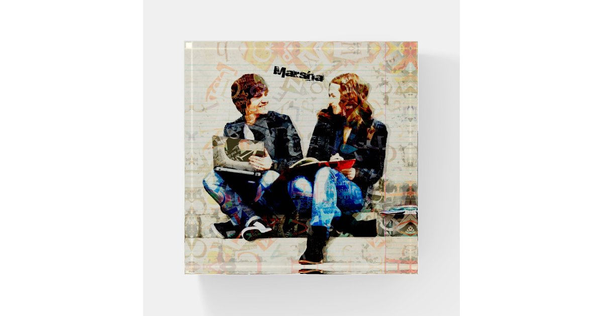 Personalized School Themed Teens Collage Paperweight | Zazzle