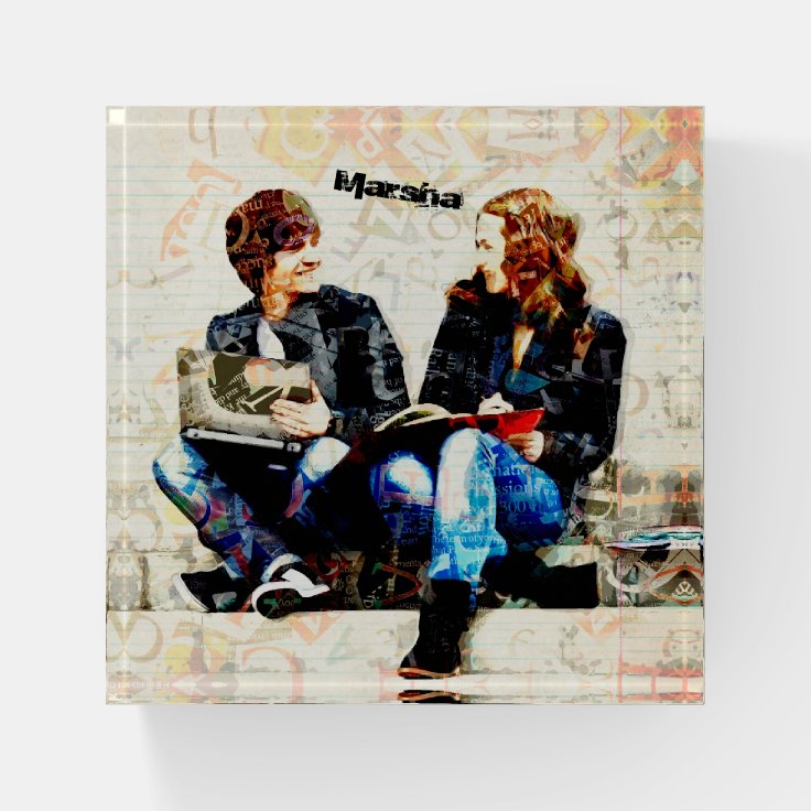 Personalized School Themed Teens Collage Paperweight | Zazzle