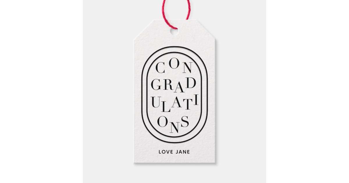 Personalized Scrambled "Congratulations" gift tag | Zazzle