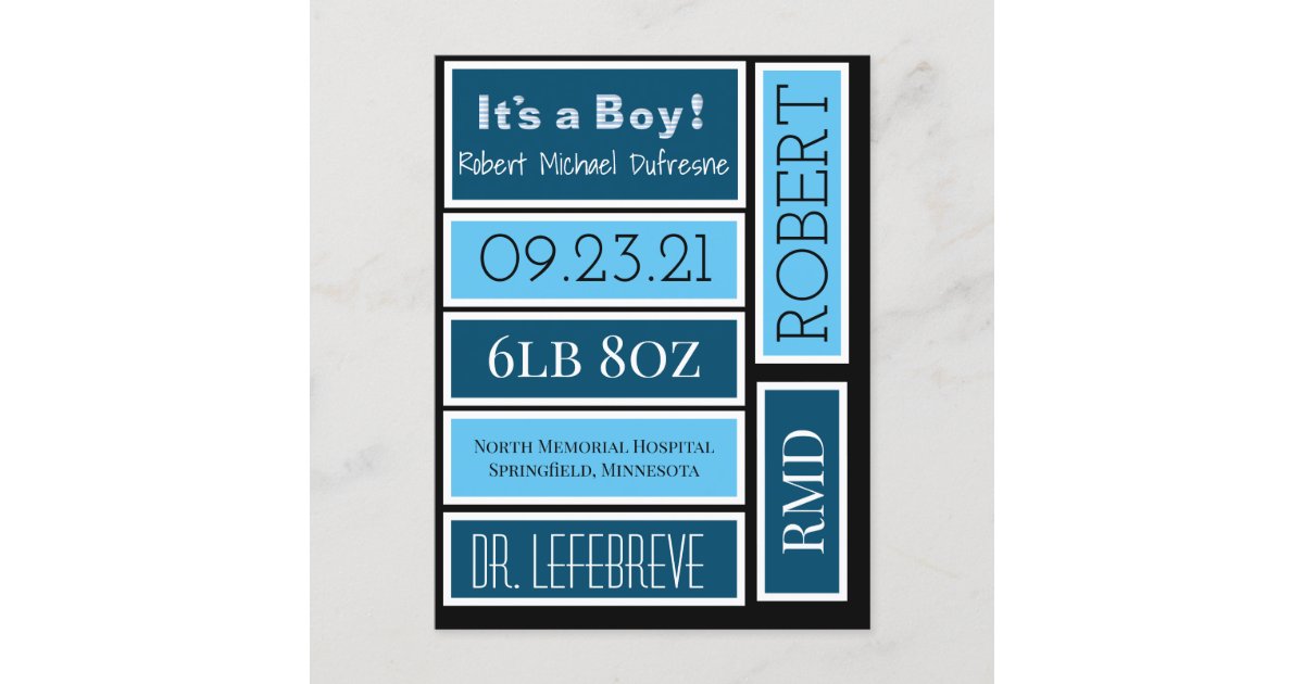 Personalized Scrapbook Baby Boy Labels Postcard | Zazzle