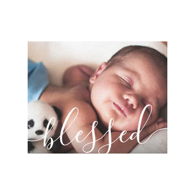 Personalized Script Baby Photo Canvas Print | Zazzle