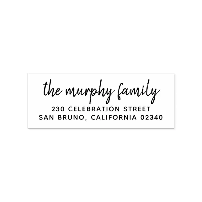 Personalized Script Family Name & Return Address Rubber Stamp | Zazzle