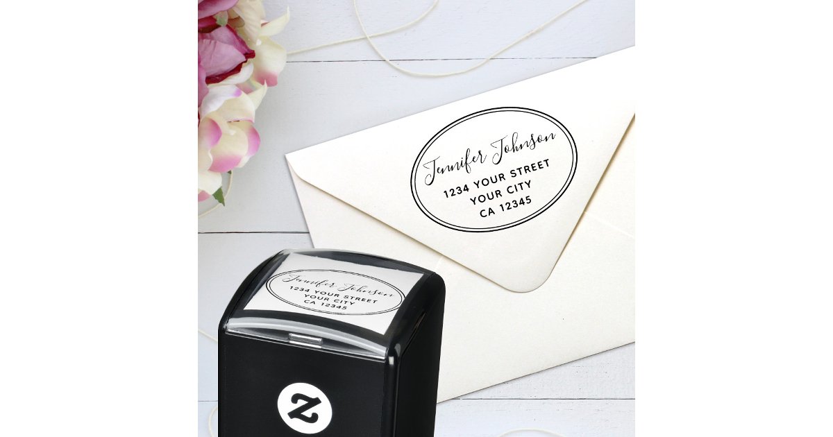 Personalized Script Name Return Address Self-inking Stamp | Zazzle